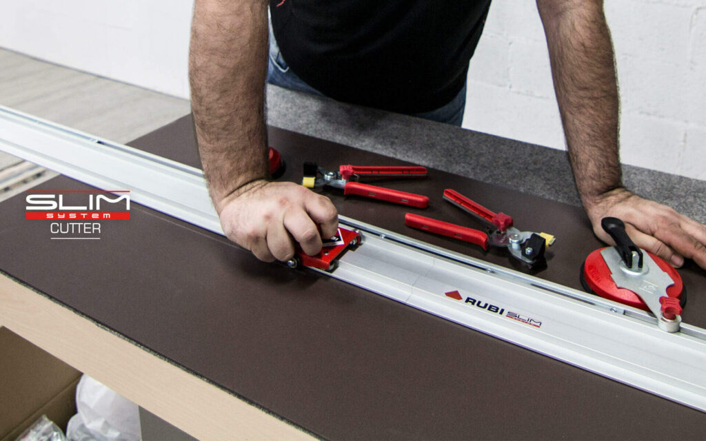 The Slim System cuts large format porcelain tiles and thickness!
